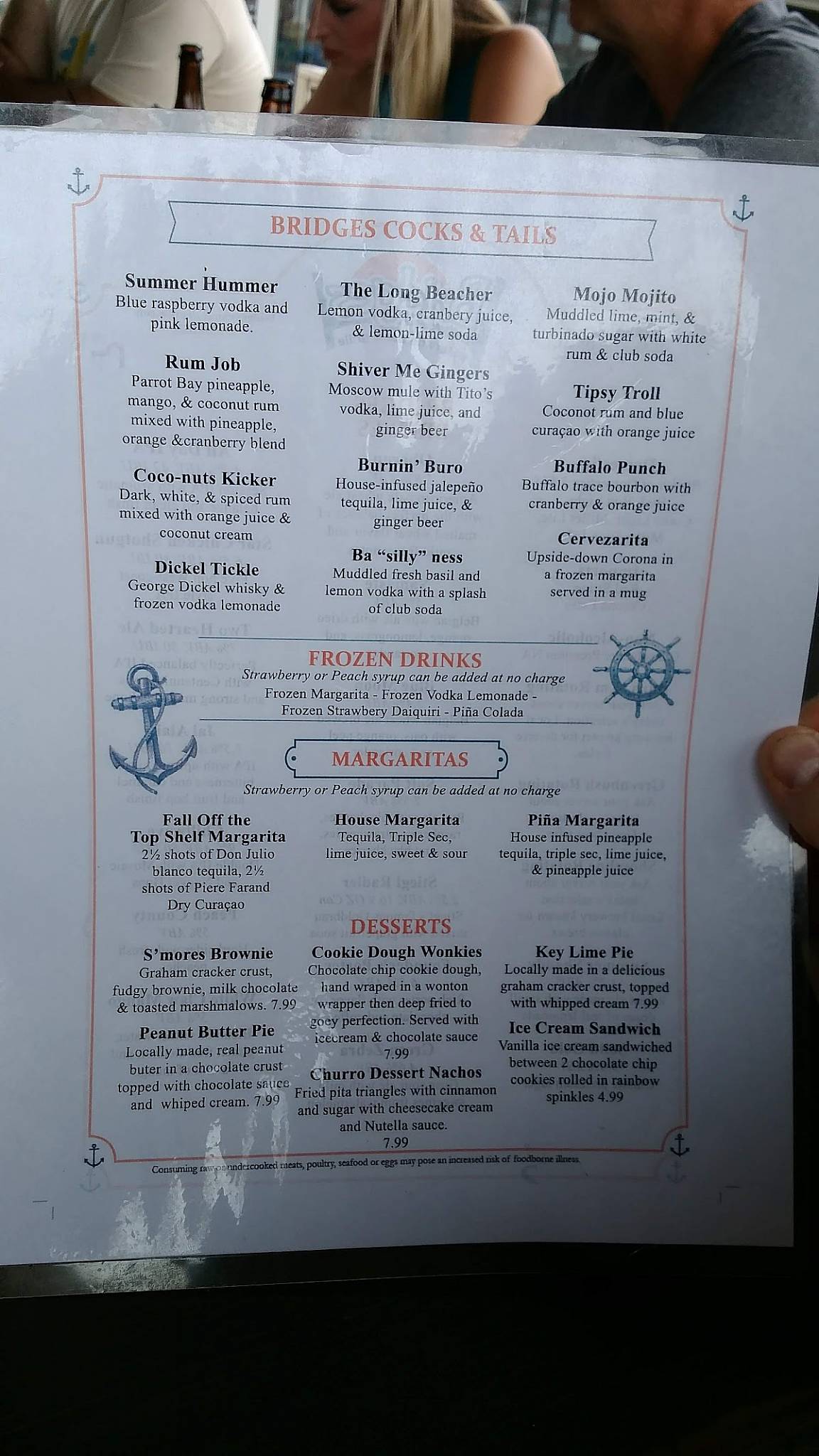Menu at Bridges Waterside Grille restaurant, Michigan City