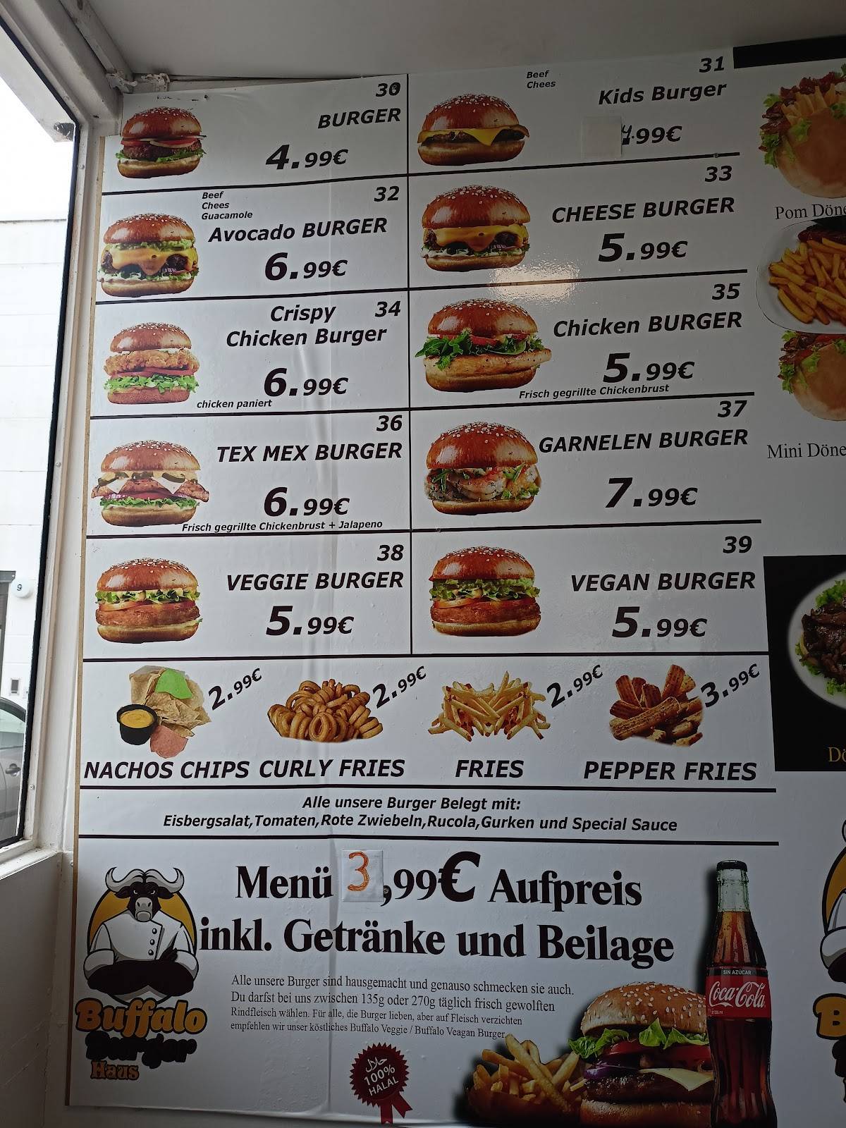 Speisekarte von Buffalo Burger Haus restaurant, Bodenheim