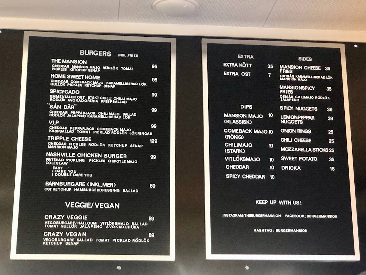 Carta del restaurante Burger Mansion Stockholm, Estocolmo ...