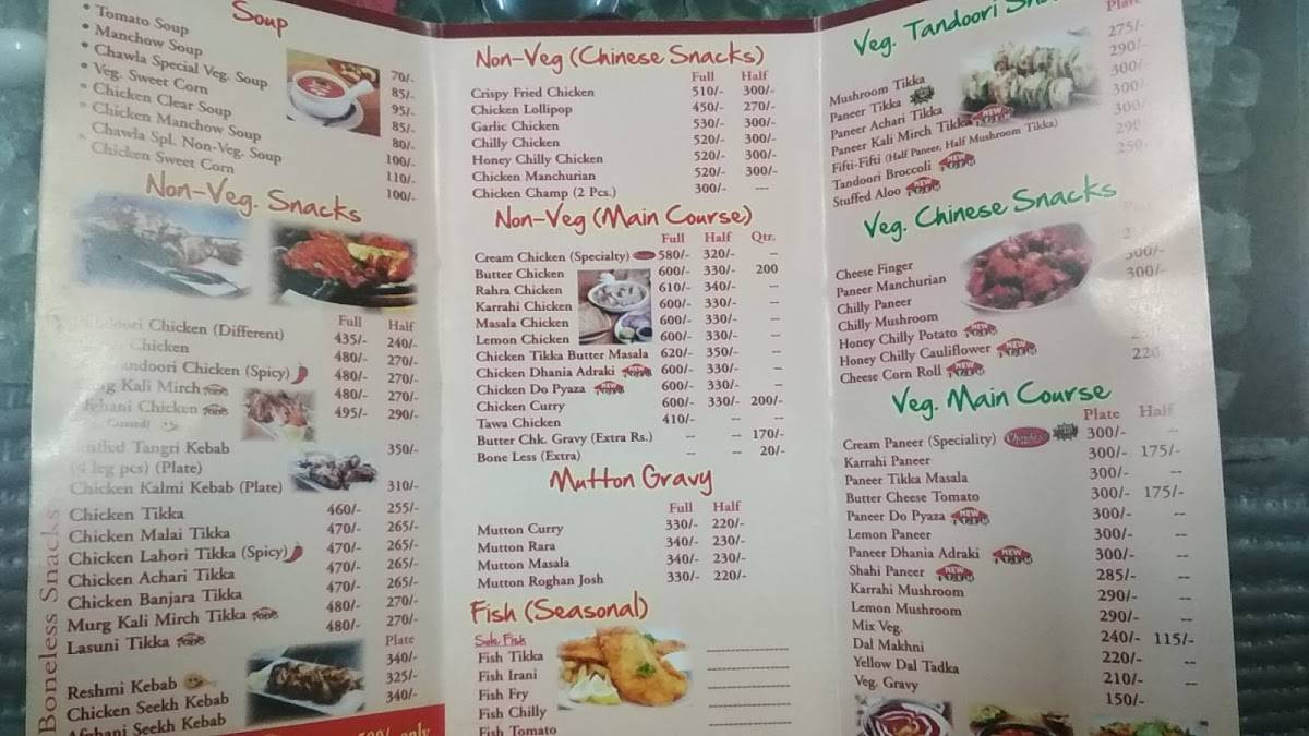 Menu at CHAWLA CHICKEN AARTI CHOWK, FEROZPUR ROAD LUDHIANA, Ludhiana ...