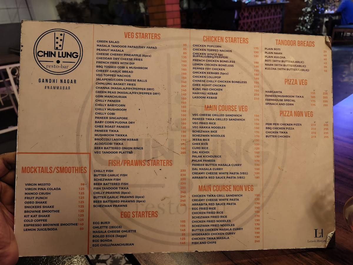 Menu at CHIN LUNG RESTO BAR Majestic, Gandhinagar, Bengaluru