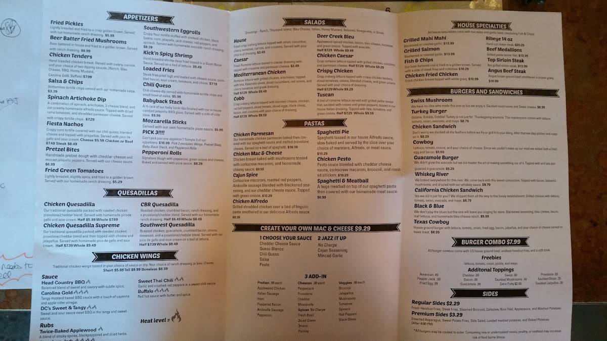 Menu at Deer Creek Fire & Stone pub & bar, Cabot