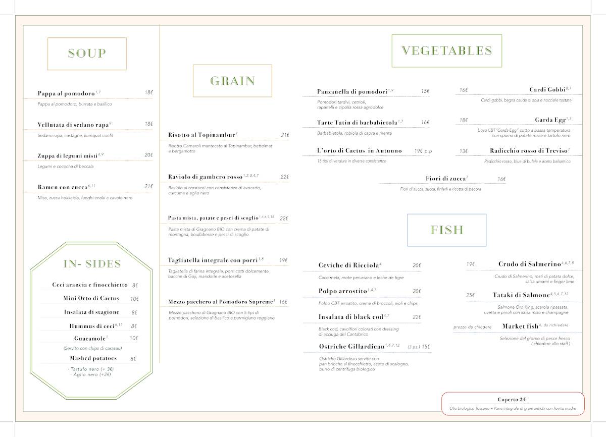 Speisekarte von Cactus Kitchen&Bar: Ristorante di Pesce, Vegano e ...