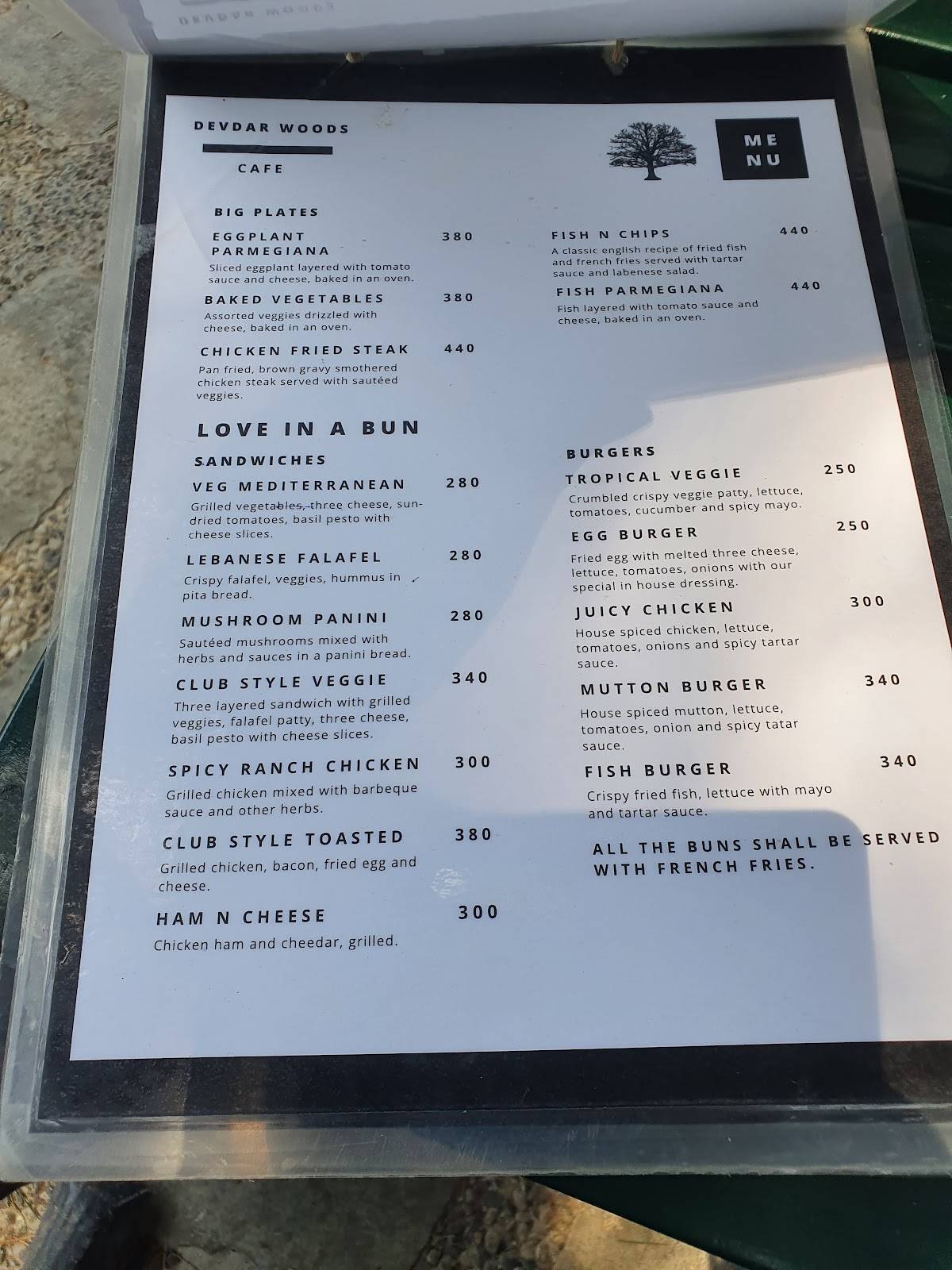 Menu at Cafe Ivy, Mussoorie