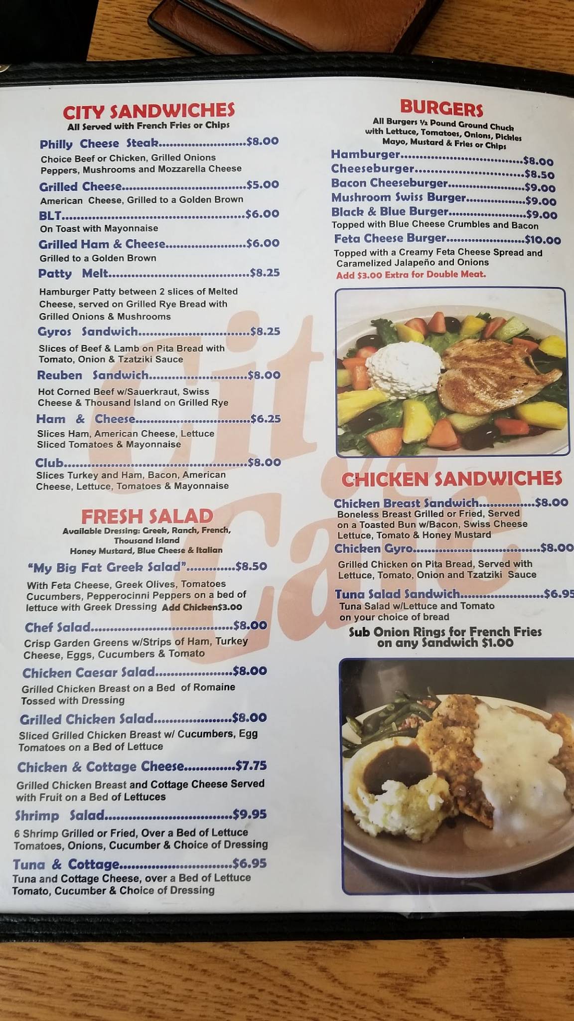 Menu at City Cafe, South Houston, 513 College Ave