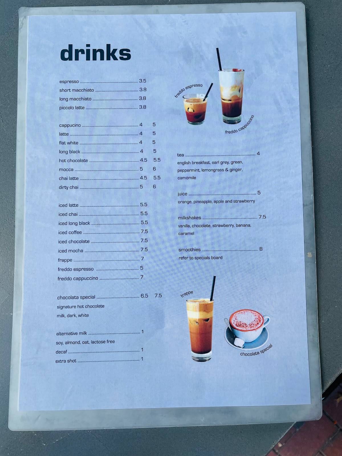 Menu at Crepe Bar, North Adelaide