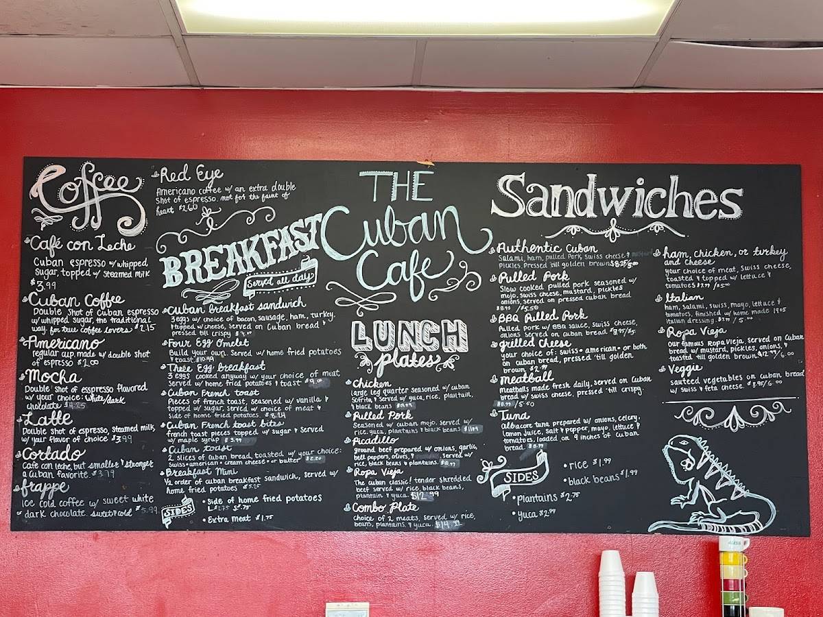 Menu at Cuban Cafe, Baytown
