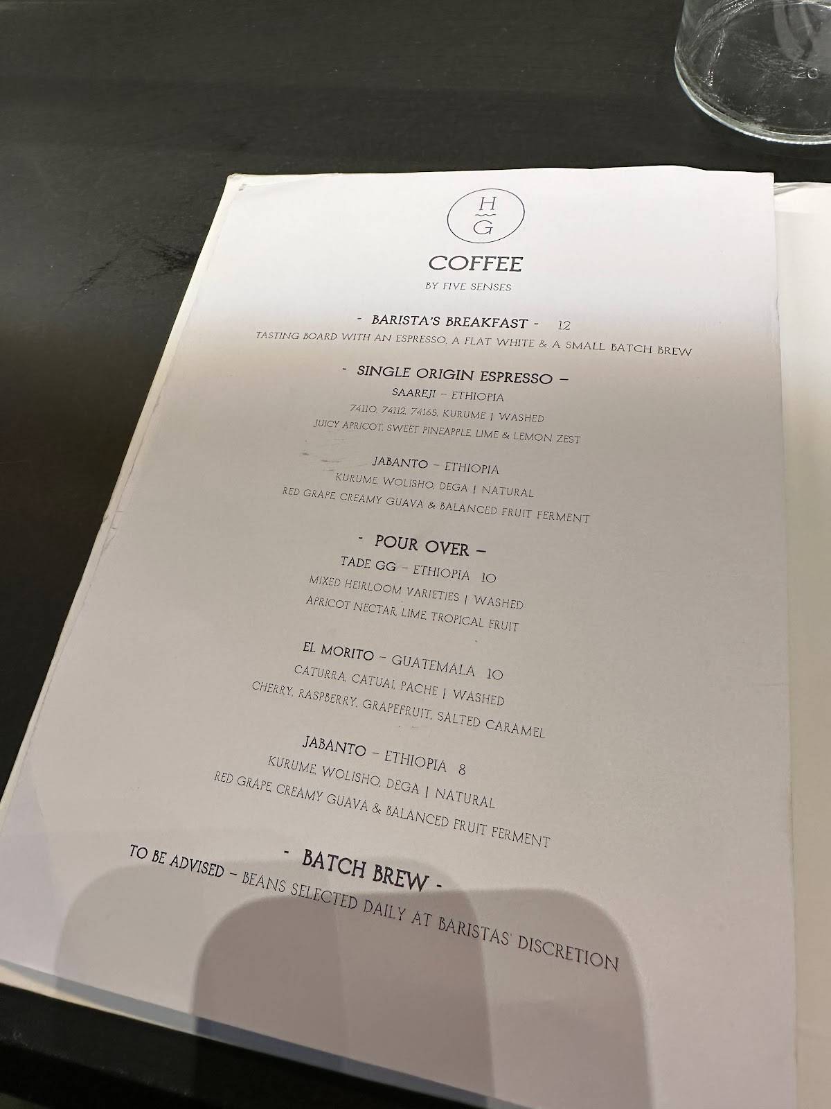 Menu at Higher Ground cafe, Melbourne