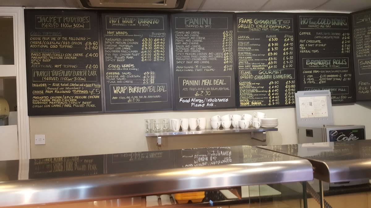 Menu at Munch cafe, Grantham