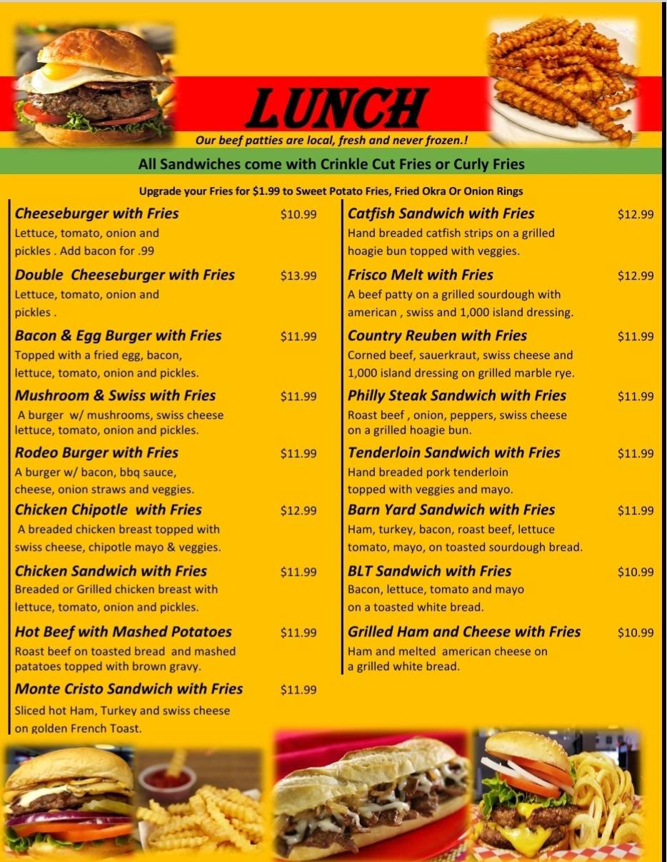 Menu at Red Barn Cafe, Mount Vernon, 107 W Mt Vernon Blvd
