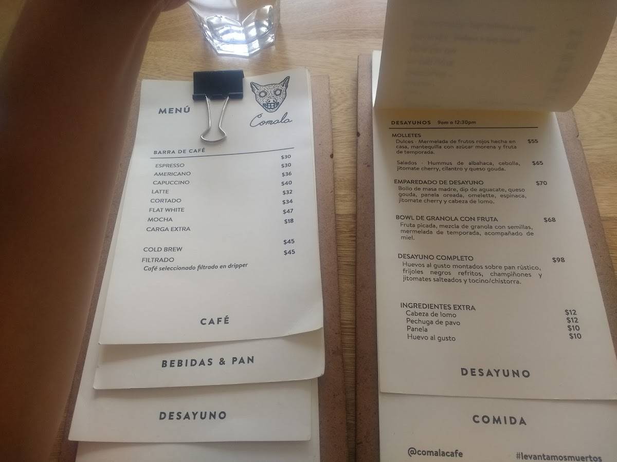 Menu at Barra de Café - Comala, Guadalajara, Manuel M. Dieguez 15