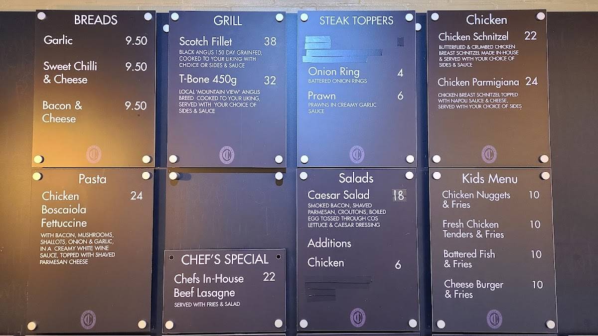 Menu at Calala Inn pub & bar, Tamworth