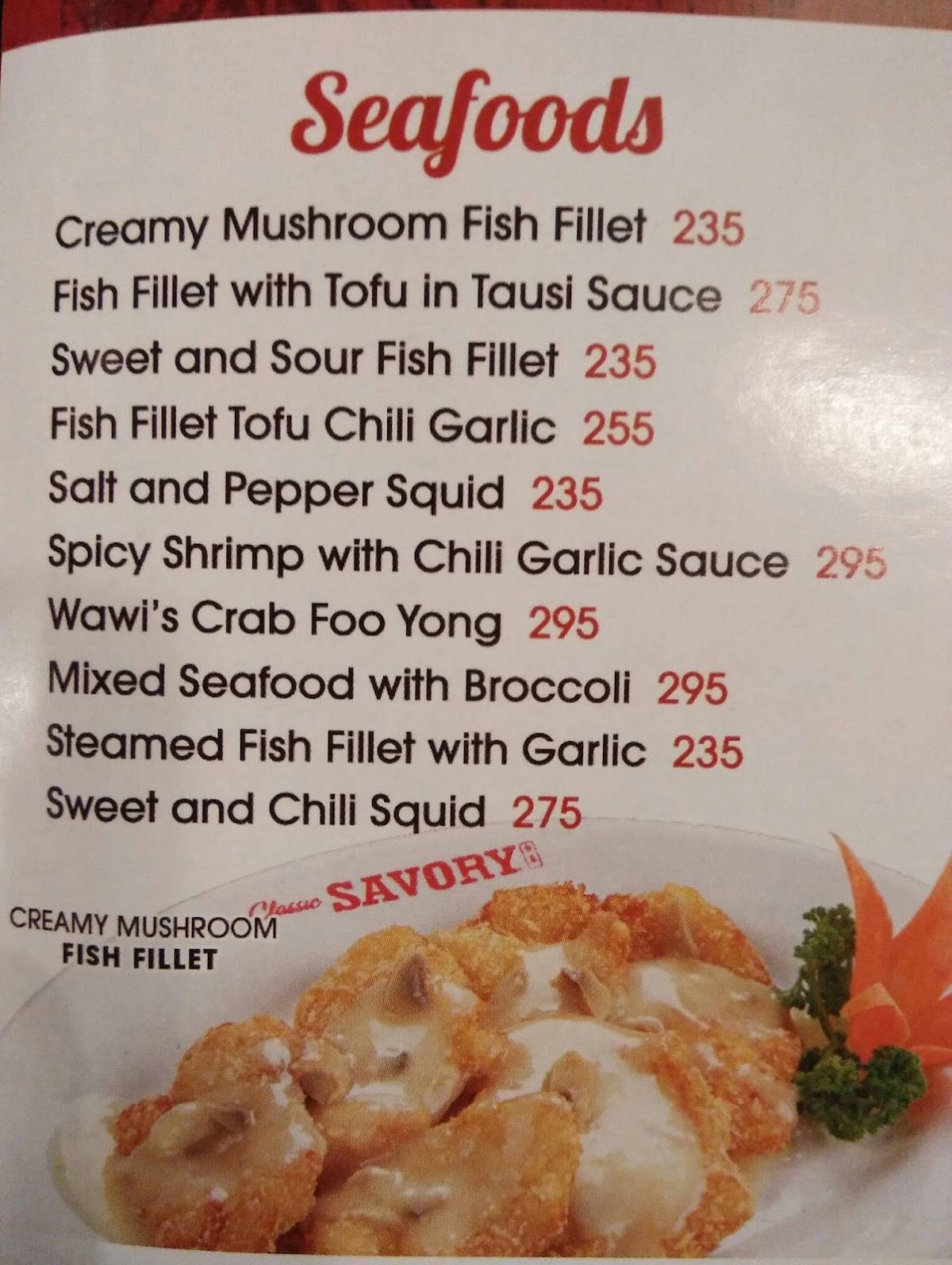 Menu at Classic Savory restaurant, Calamba, SM City Calamba
