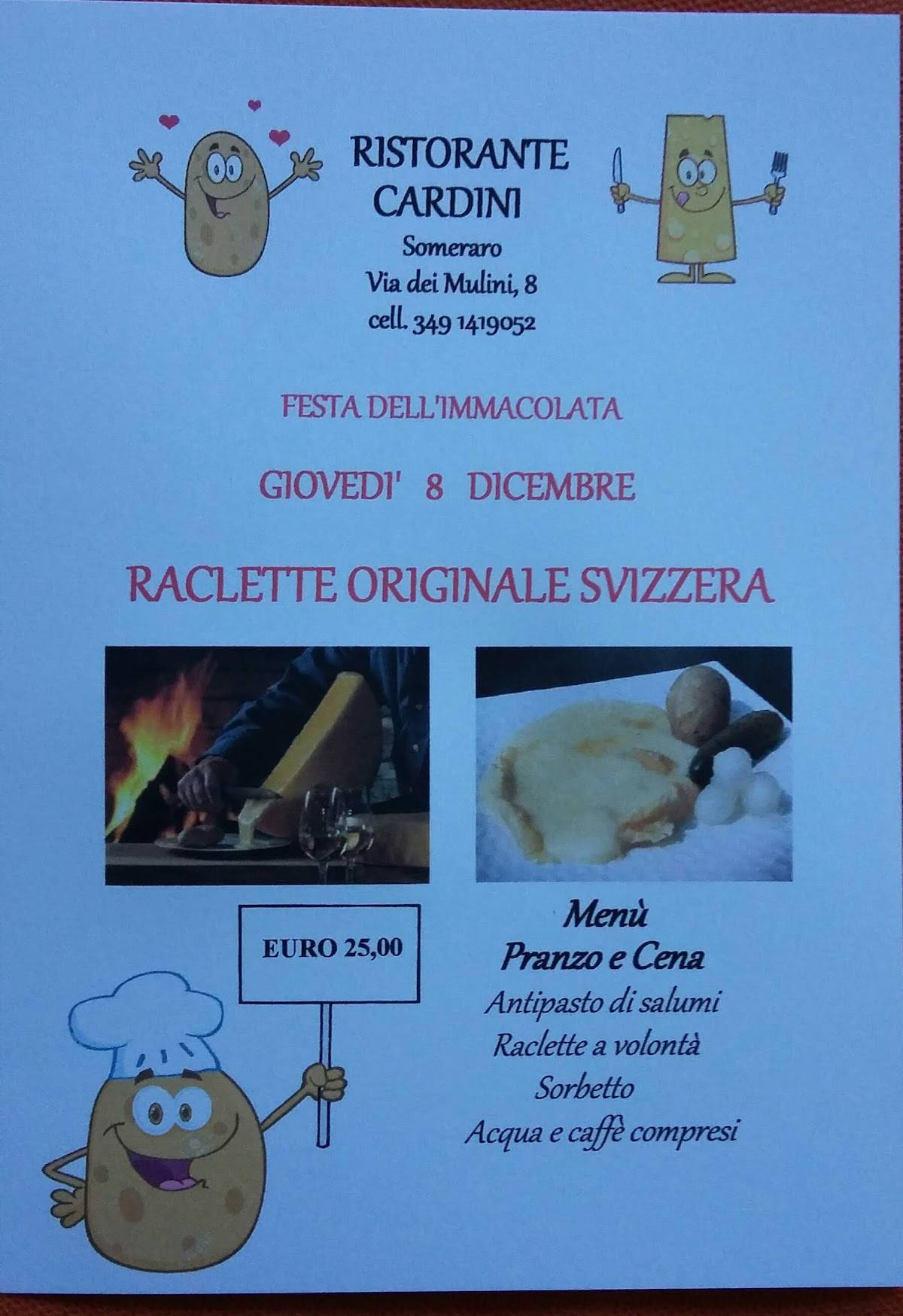 Menu at Cardini restaurant, Stresa