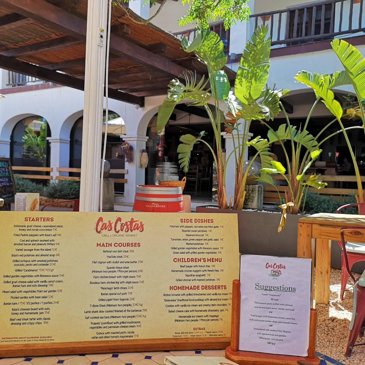 Carta de parrilla Cas Costas Ibiza, San Jorge de ses Salines