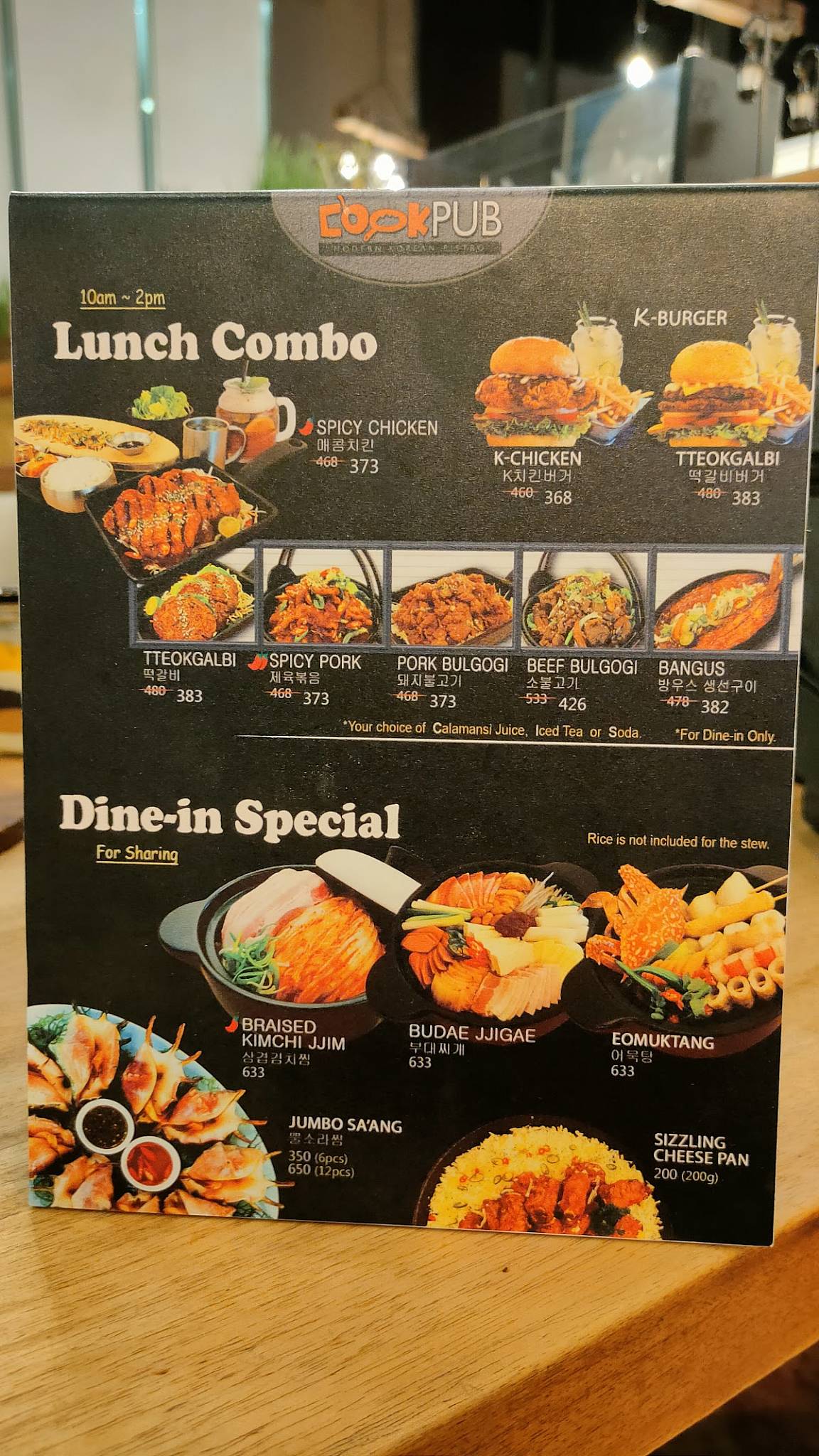 Menu at CookPub - Cebu Mactan, Lapu-Lapu City