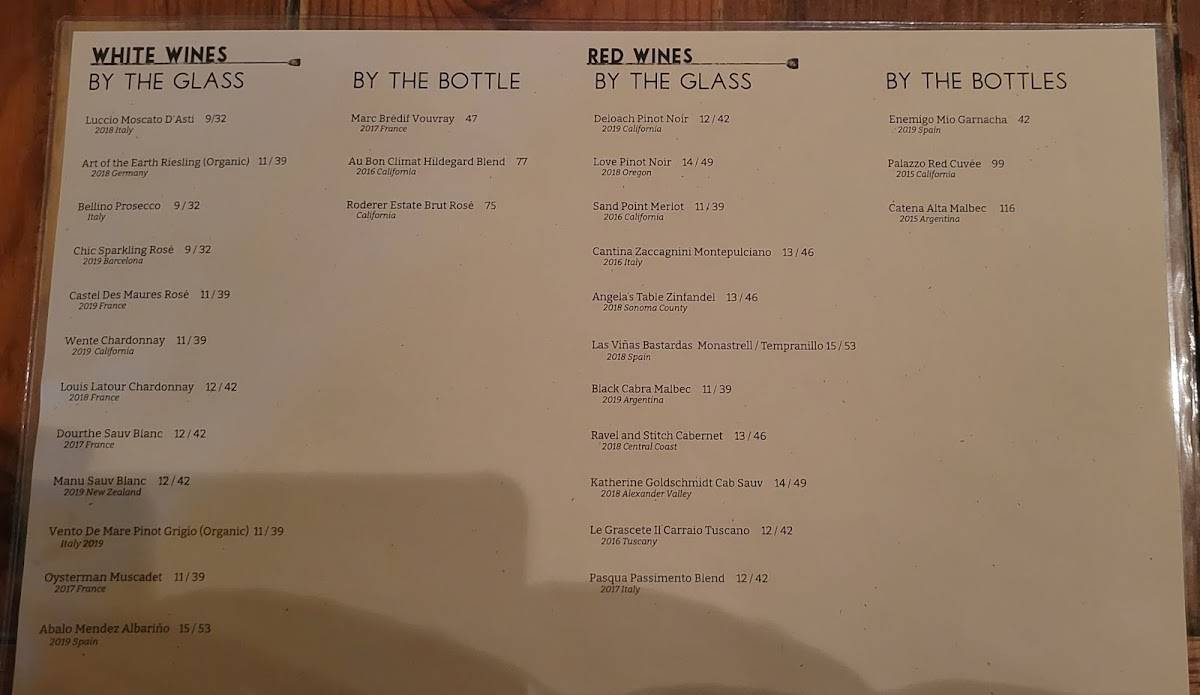 Menu at Century House pub & bar, Woodstock