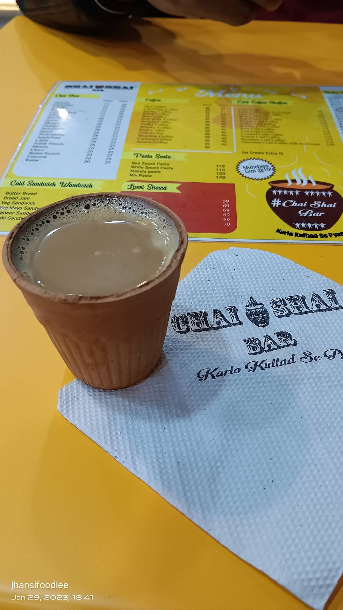 Menu at Chai Shai Bar, Jhansi, Gate 1