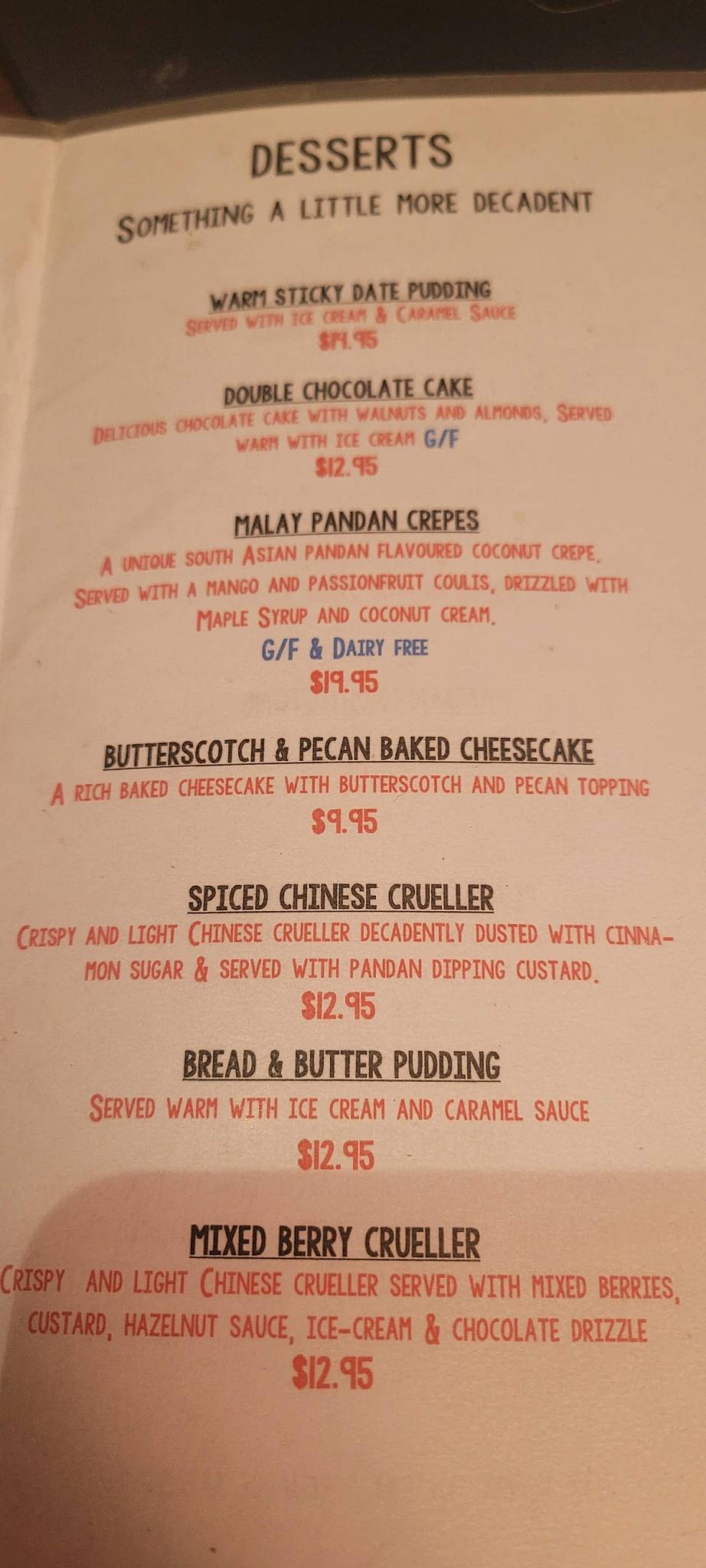 Menu at Chapels on Whatley restaurant, Maylands