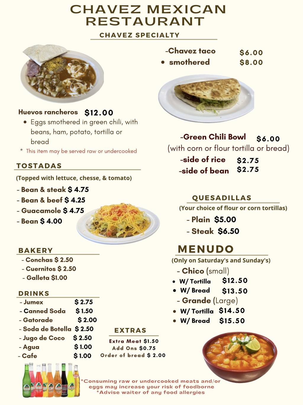 Menu at Chavez Family Mexican Restaurant, Fort Lupton