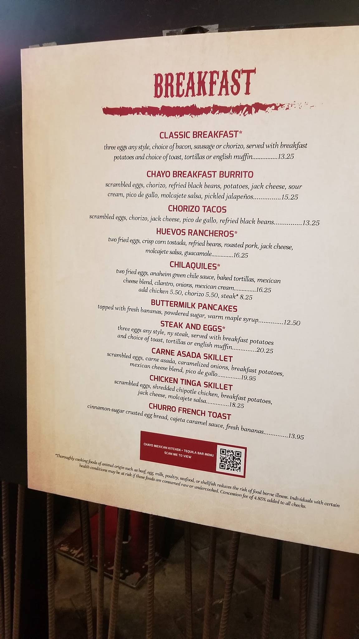 Menu at Chayo Mexican Kitchen + Tequila Bar, Las Vegas