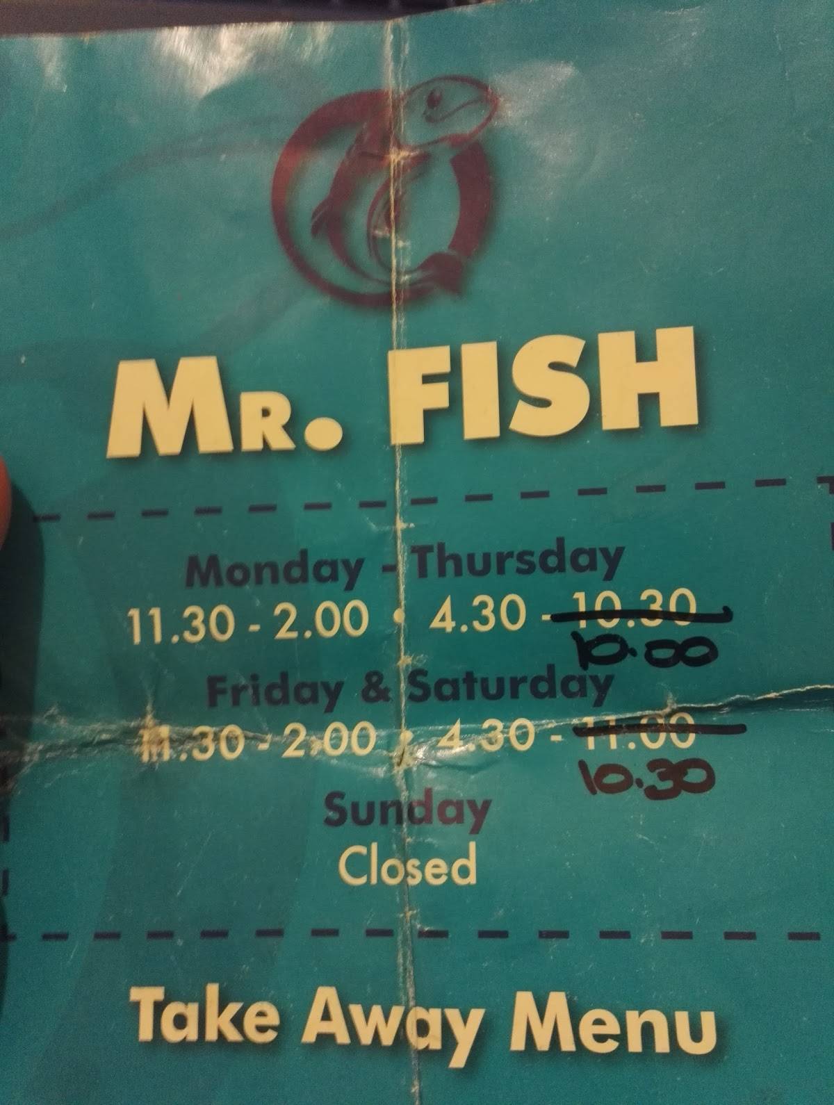 Menu at Mr Fish restaurant, Chelmsford, 51 Watchouse Rd