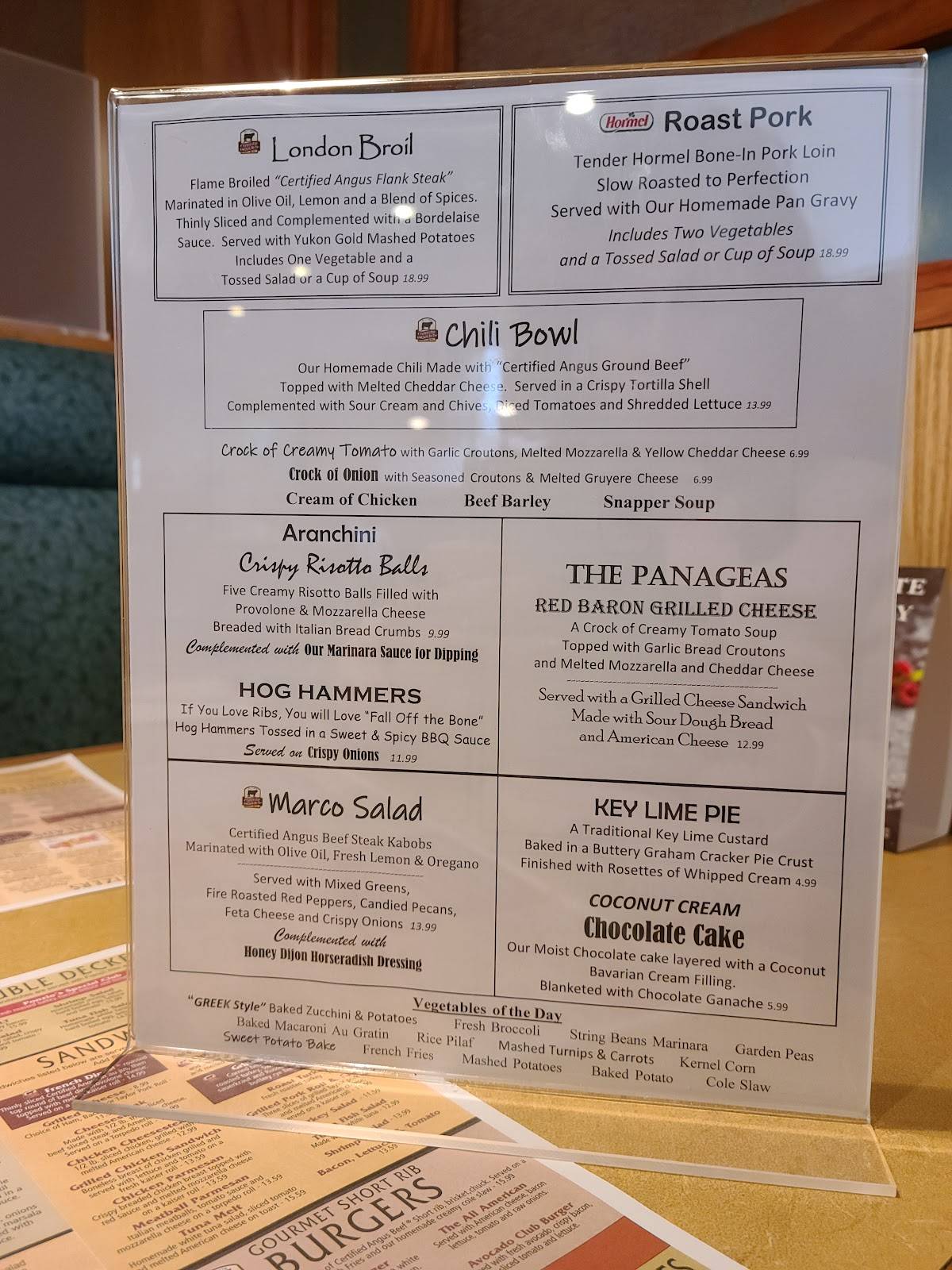 Menu at Ponzio's Diner-Bakery-Bar, Cherry Hill