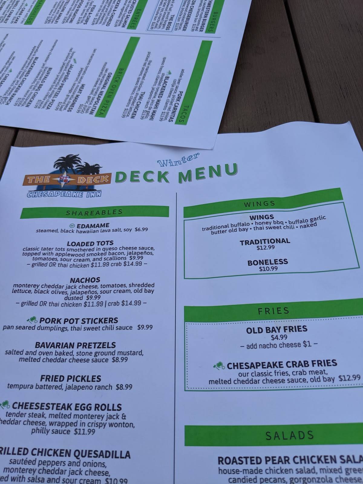 Menu at Chesapeake Inn Restaurant & Marina, Chesapeake City