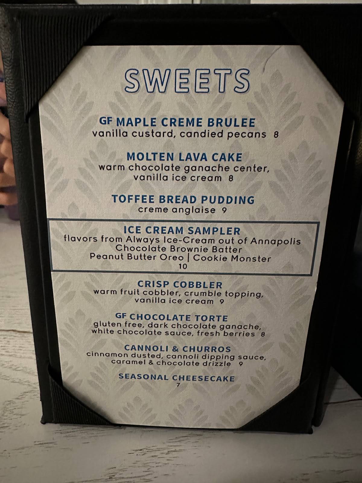 Menu at Chesapeake Inn Restaurant & Marina, Chesapeake City