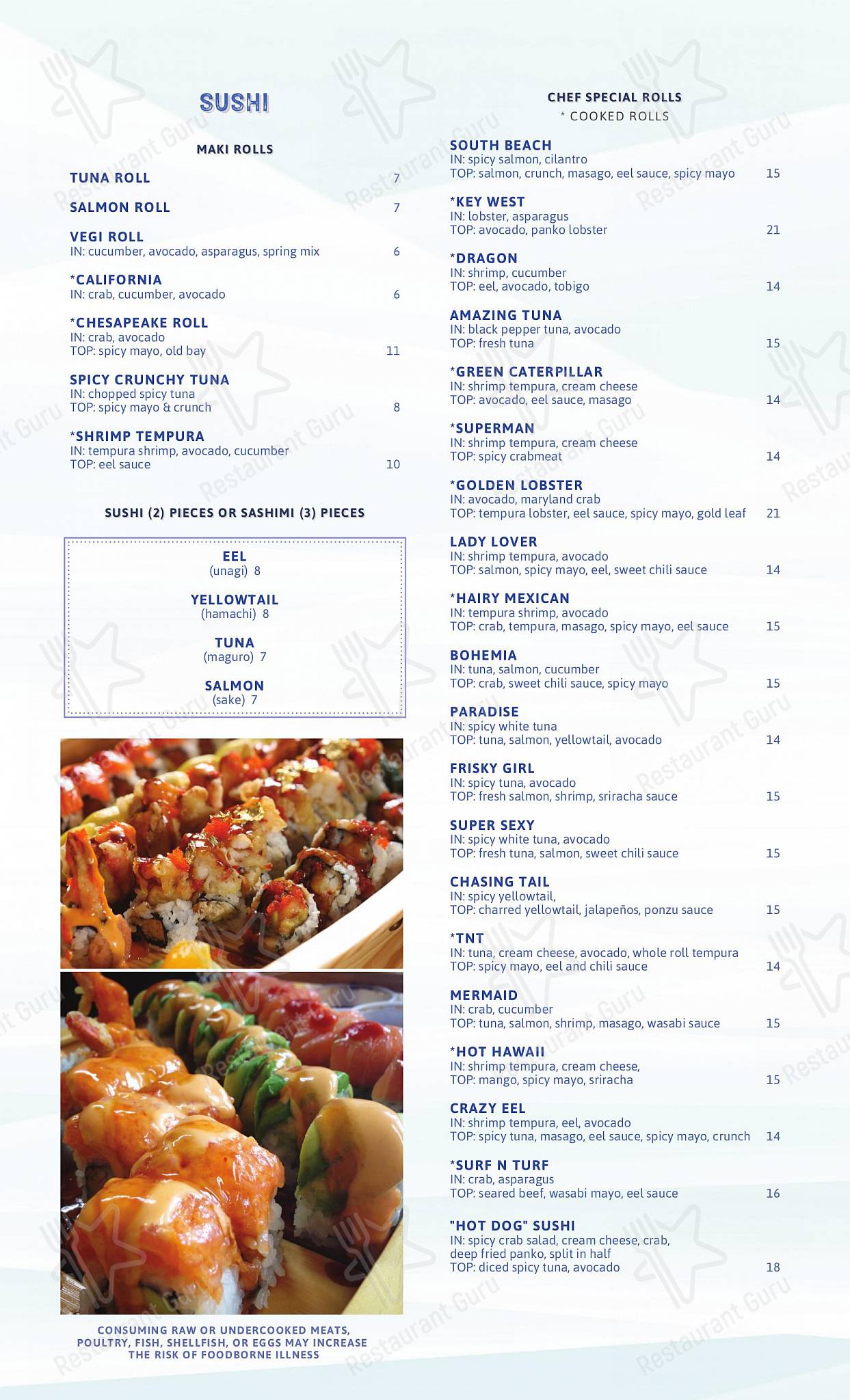 Menu at Chesapeake Inn Restaurant & Marina, Chesapeake City