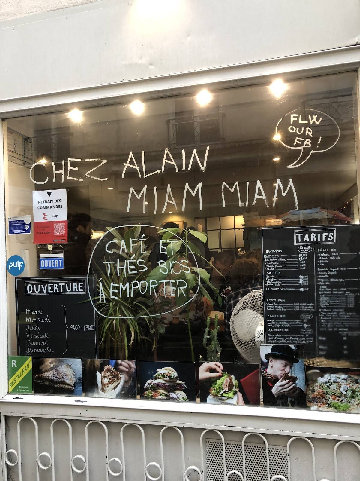 Menu at Chez Alain Miam Miam fast food, Paris