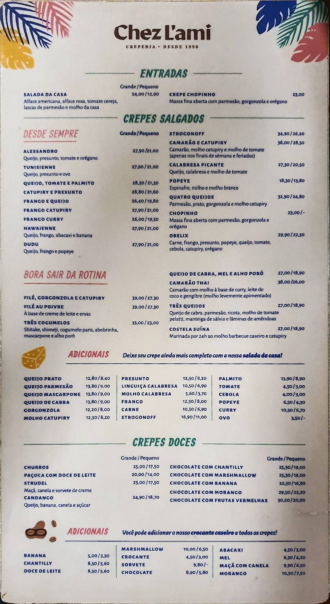 Menu em Chez L’ami Creperia, Brasília