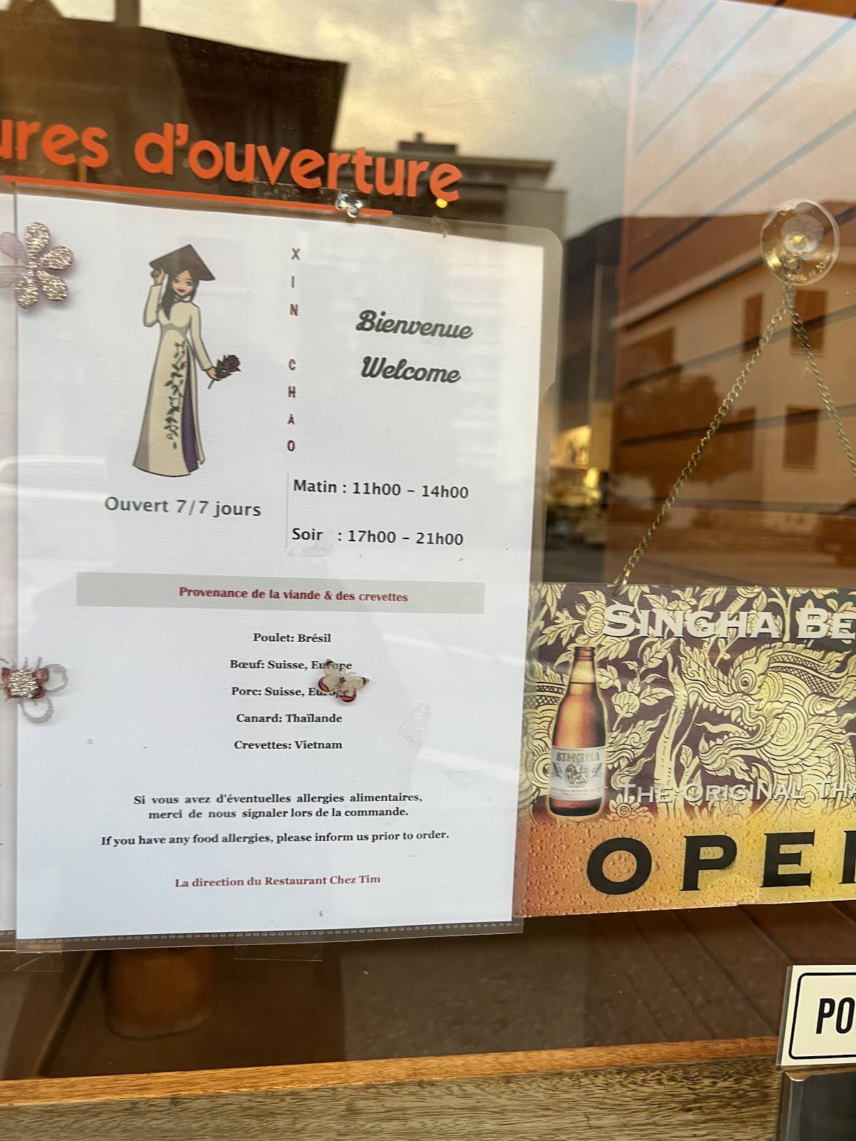 Menu au Chez Tim, Sierre