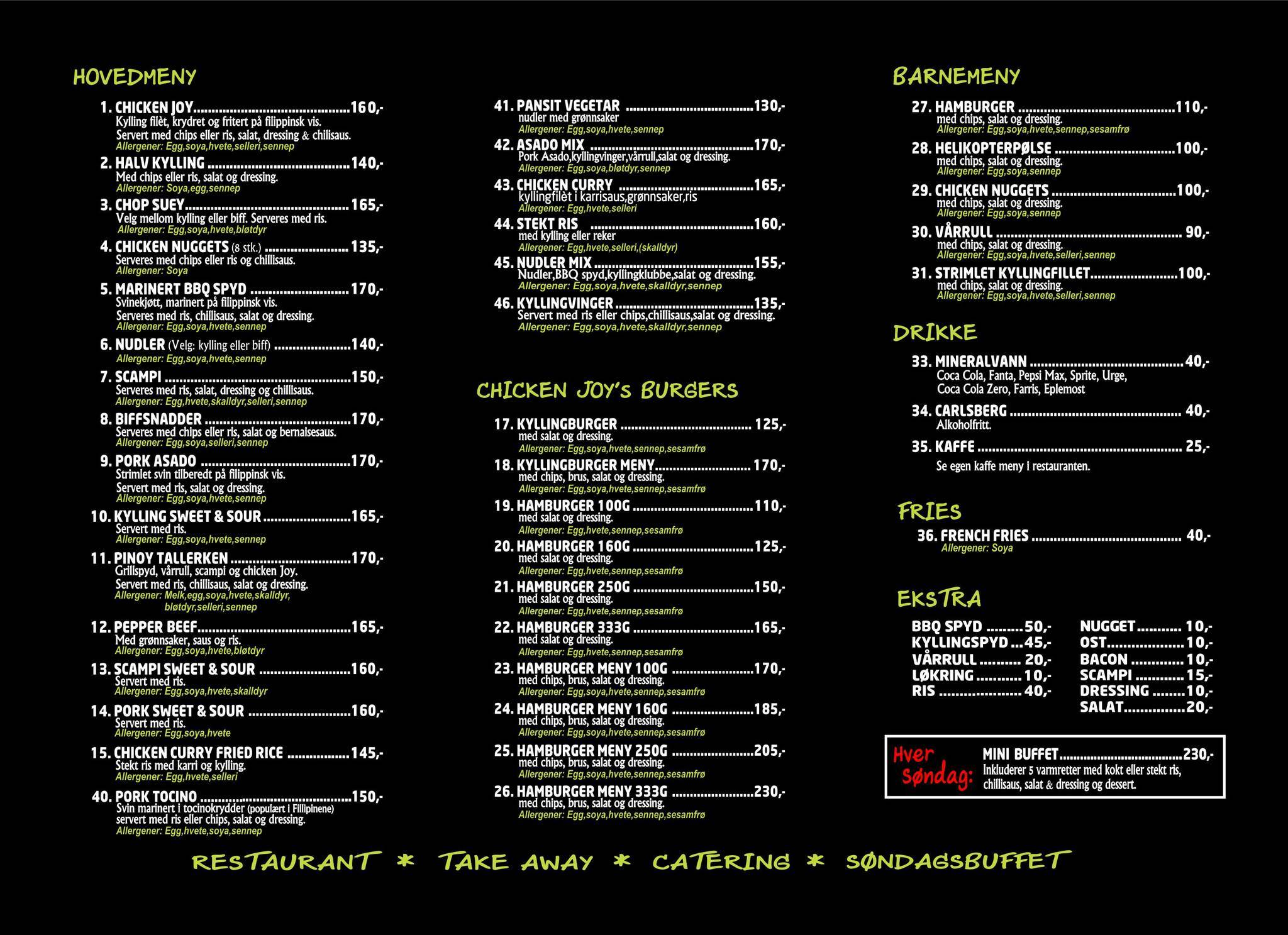 Menu at Chicken Joy Grillrestaurant, Åkrehamn, Rådhusvegen 6