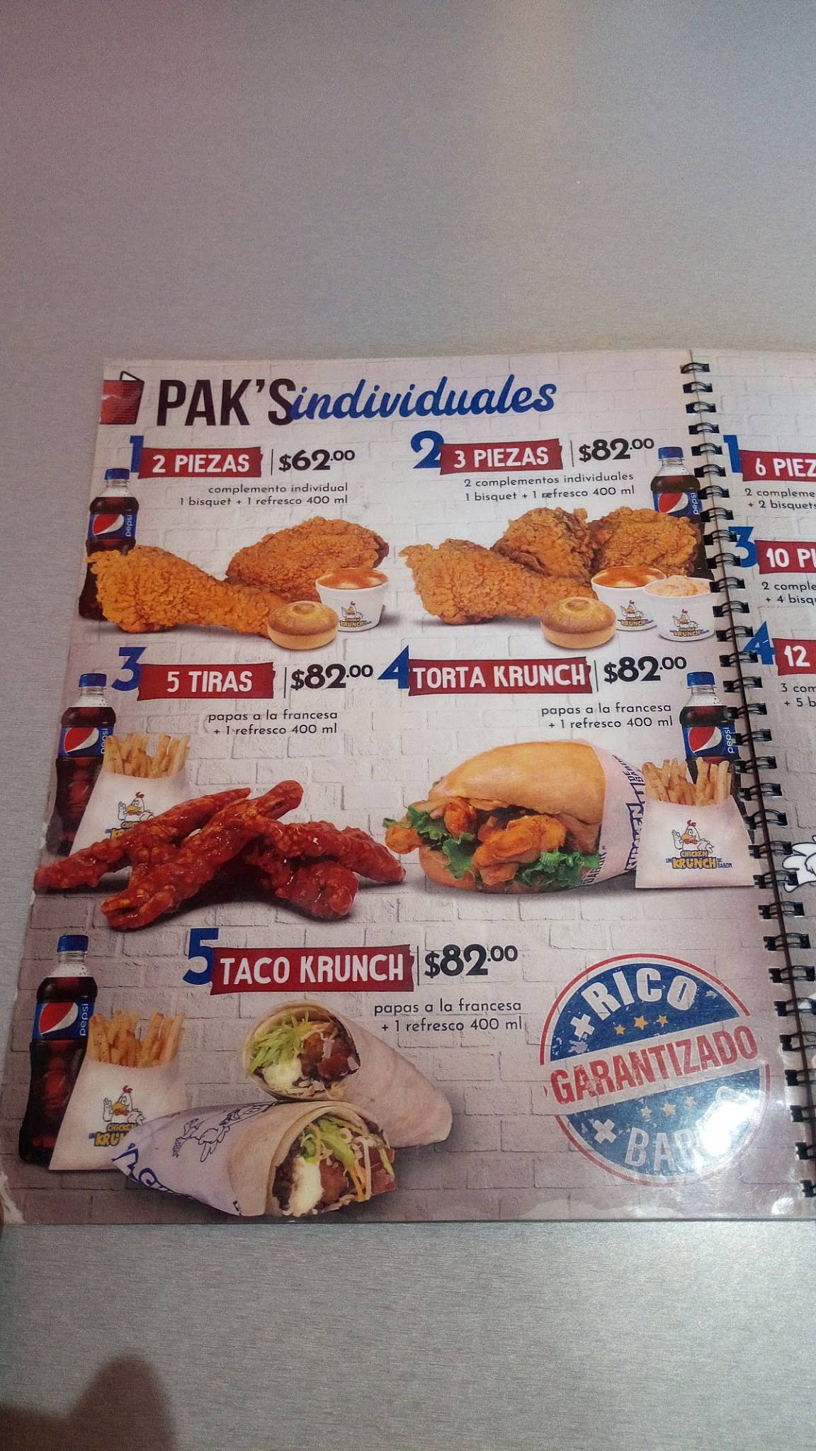 Carta del restaurante Chicken Krunch Queretaro, Santiago del Querétaro