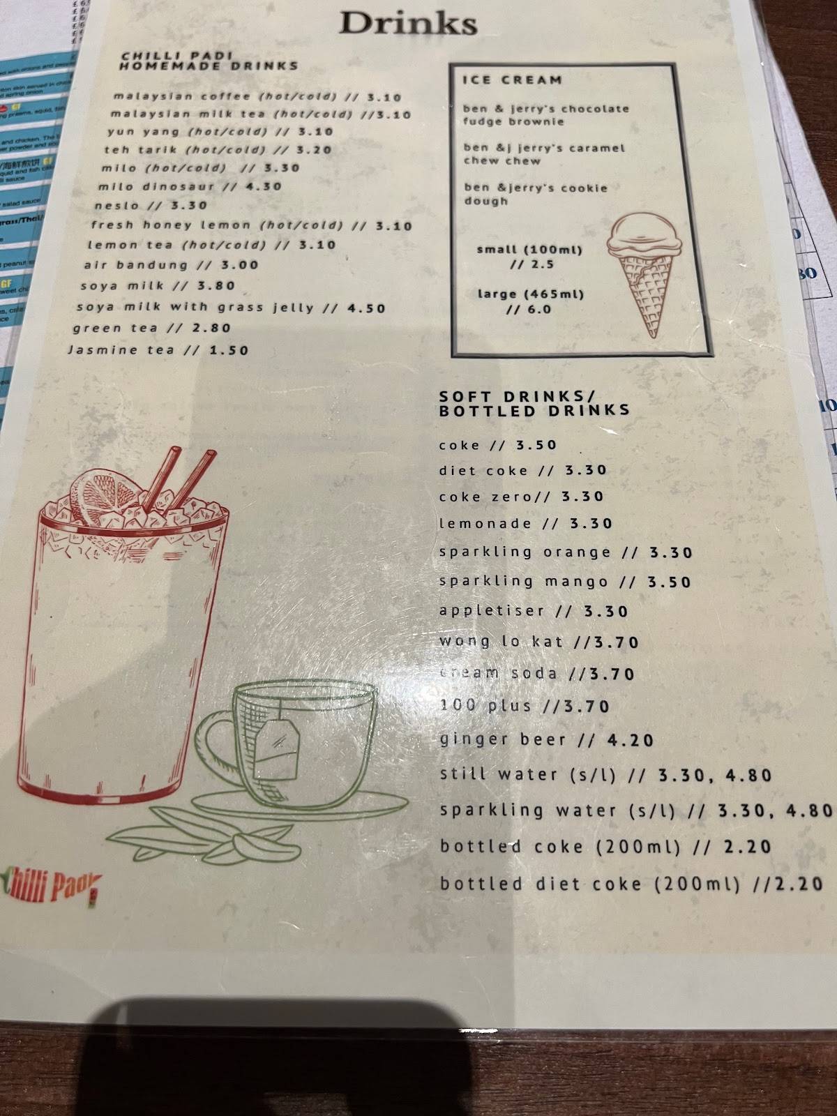 Menu at Chilli Padi restaurant, Newcastle upon Tyne