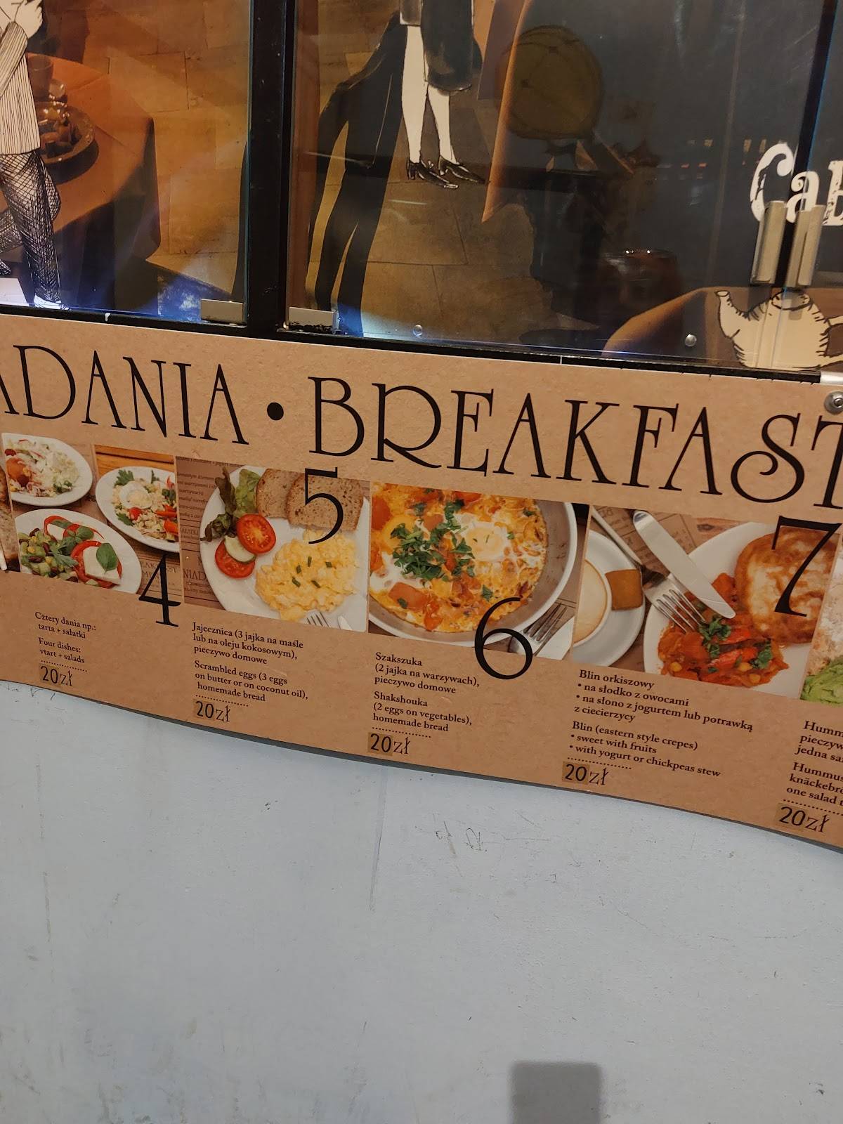 Menu at Chimera cafeteria, Kraków