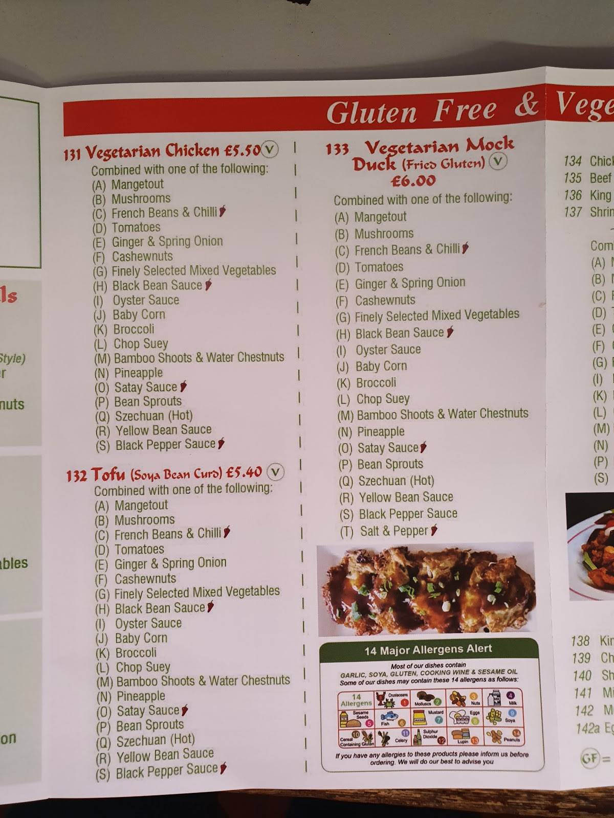 Menu at Chinatown fast food, Ringwood