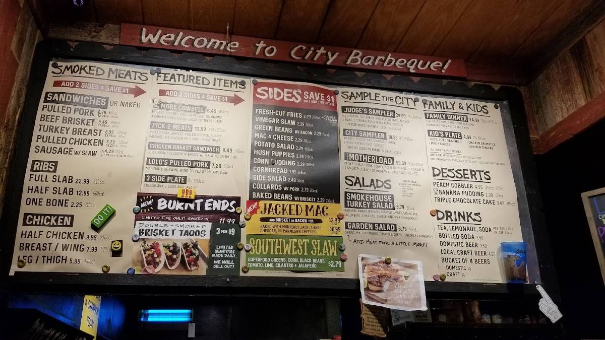 Menu at City Barbeque, Lexington, Richmond Rd