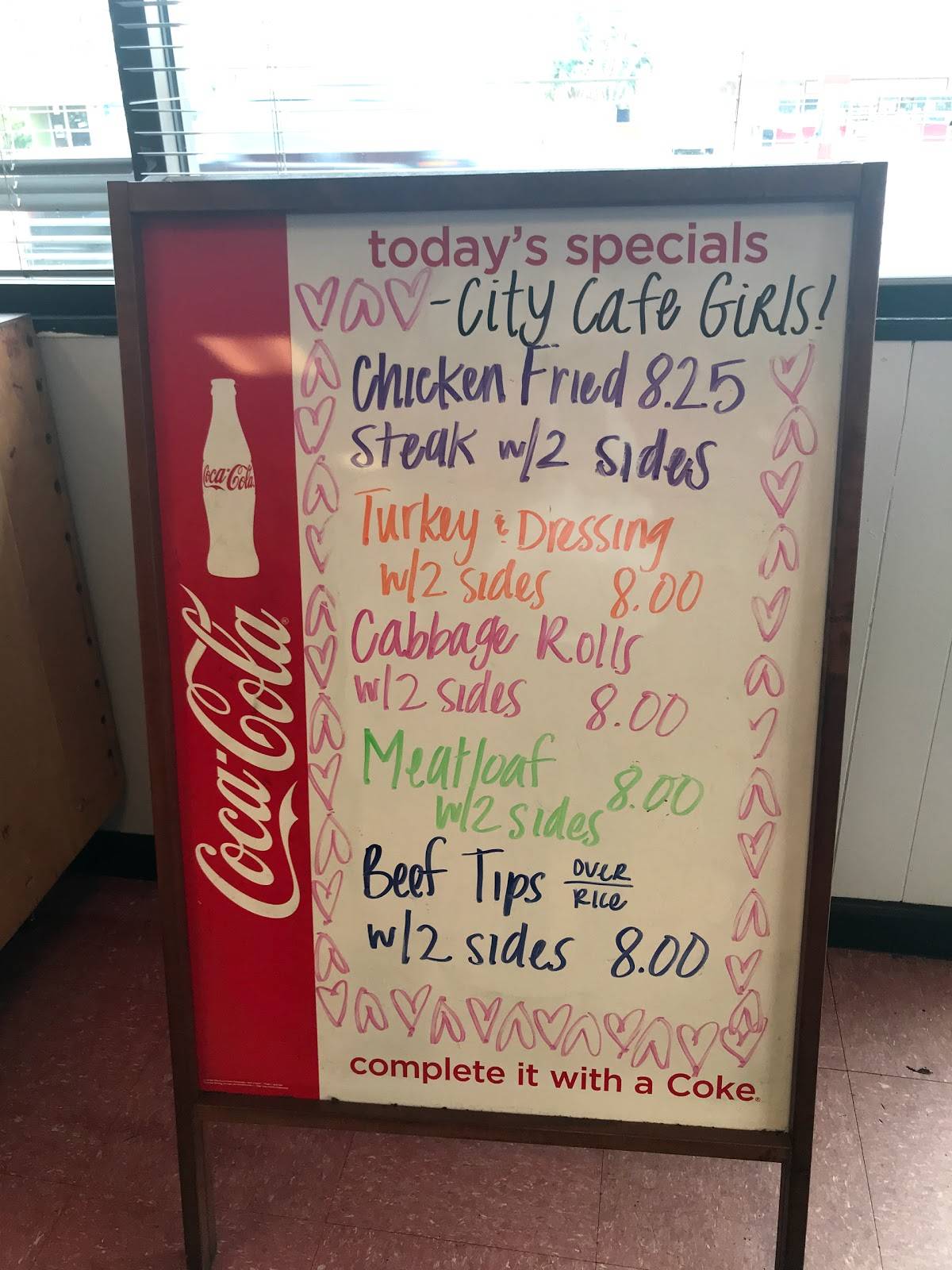 Menu at City Cafe, South Houston, 513 College Ave