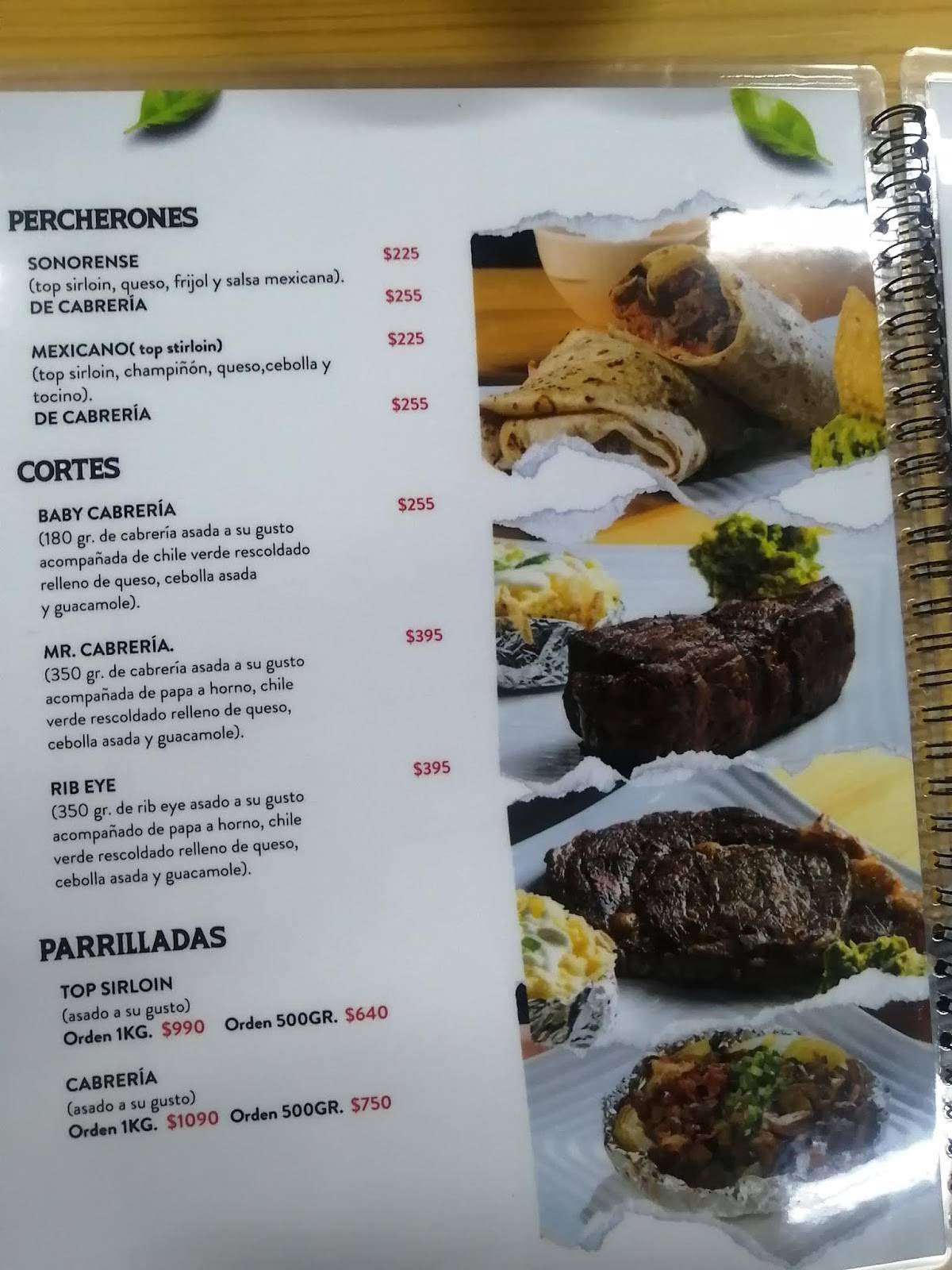 Carta de Parrillas Taco & Grill, Ciudad Obregón