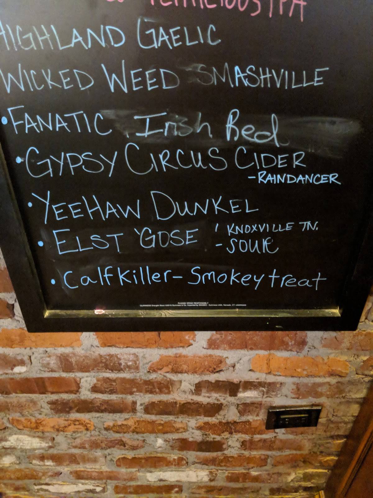 Menu at Clancy's Tavern & Whiskey House pub & bar, Knoxville