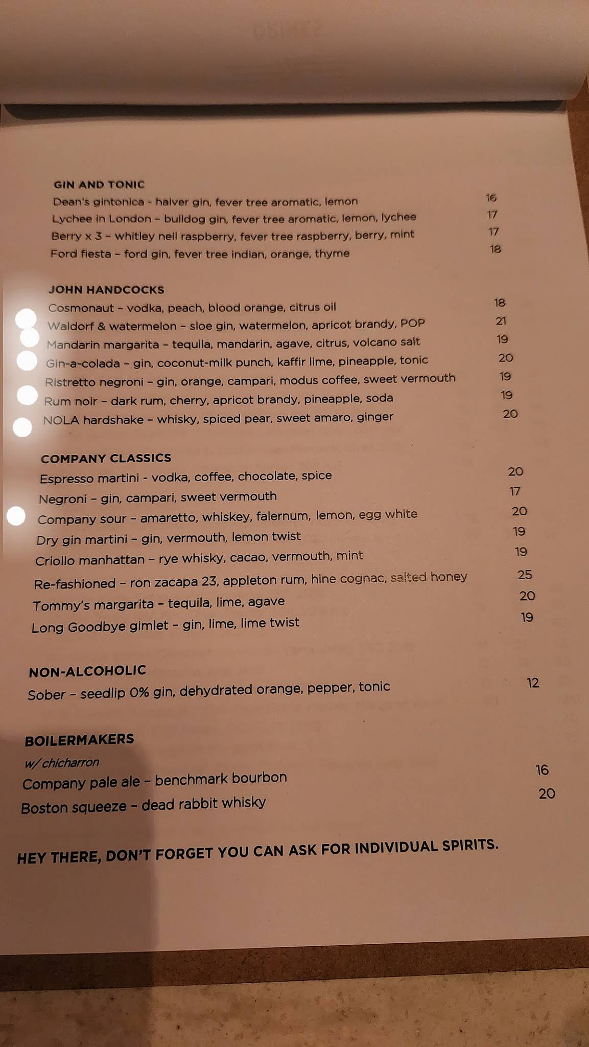 Menu at Clarences Company Store restaurant, Mount Lawley
