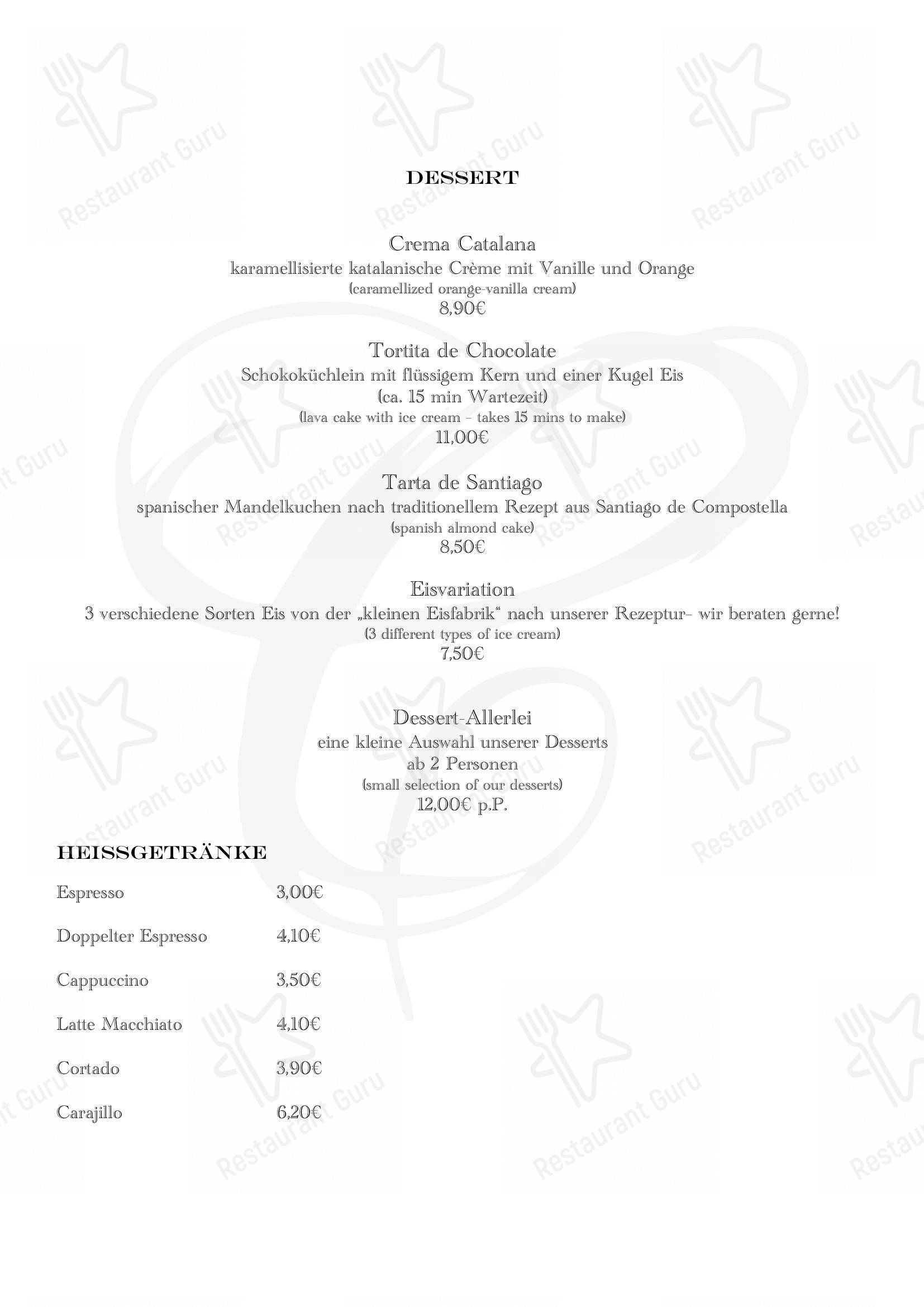 Speisekarte von Claudio's Restaurant und Bar, Hamburg
