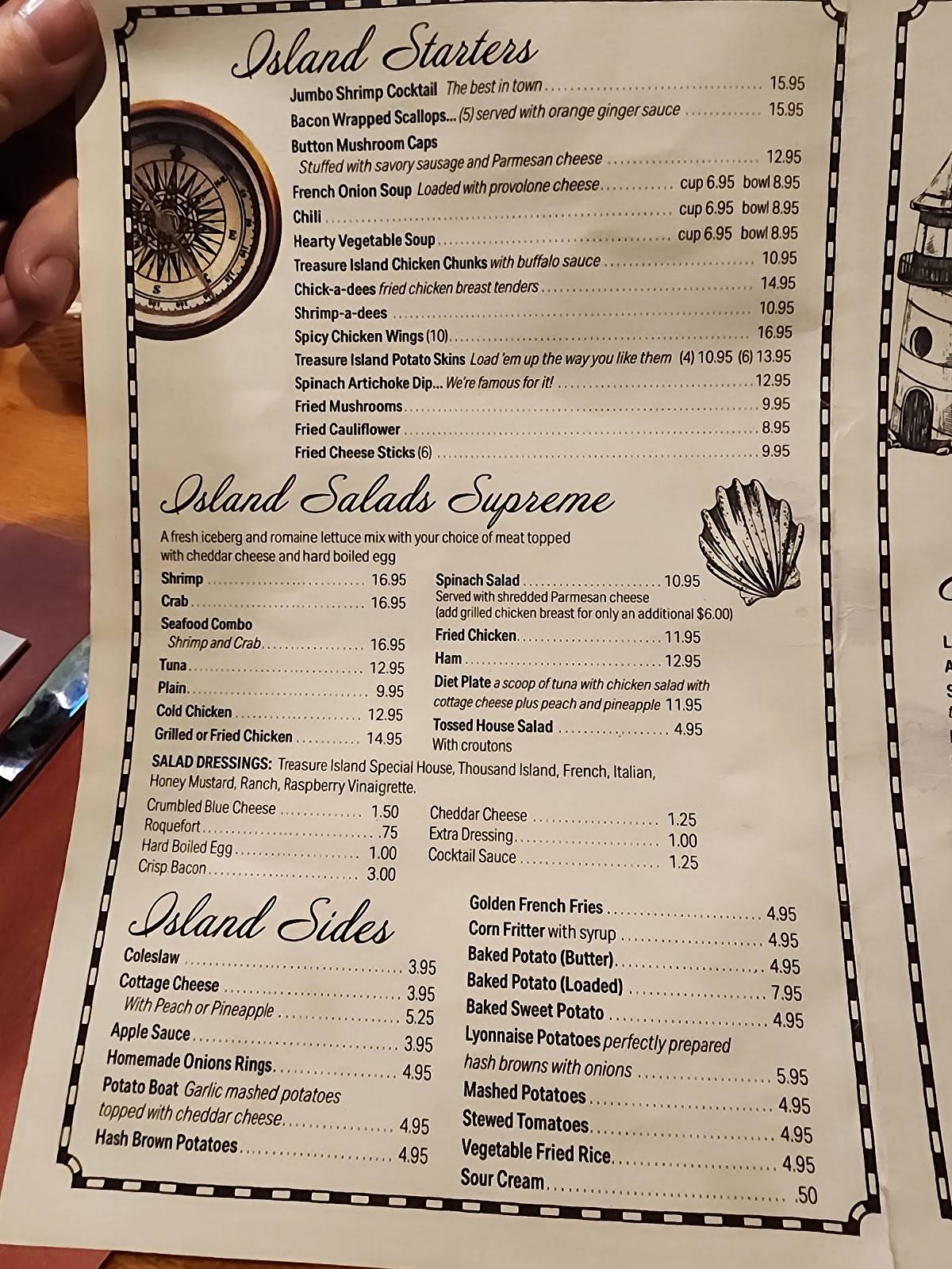 Menu at Treasure Island Supper Club, Dayton