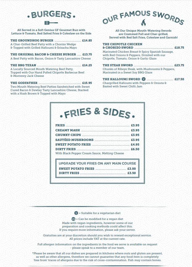 Menu at The Cock & Bottle Pub & Dining Tarleton, Tarleton