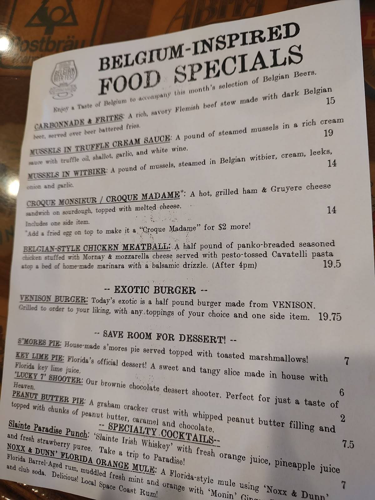 Menu at Coasters Taphouse pub & bar, Cocoa Beach