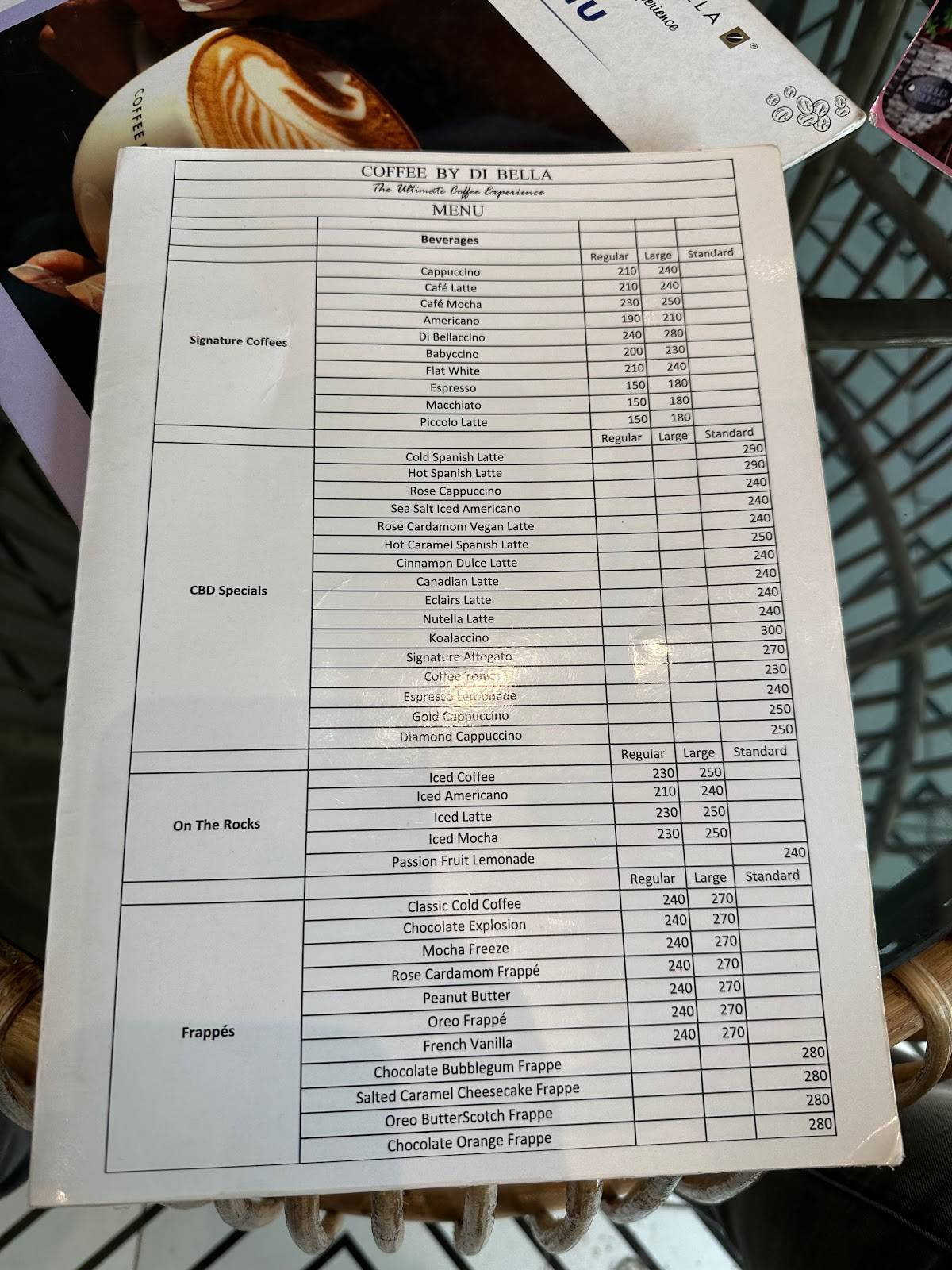 Menu at Coffee By Di Bella, Ahmedabad, Ground Floor