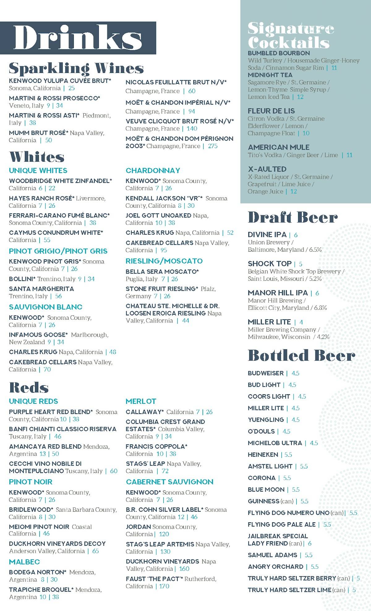 Menu at Alexandra's Restaurant, Ellicott City