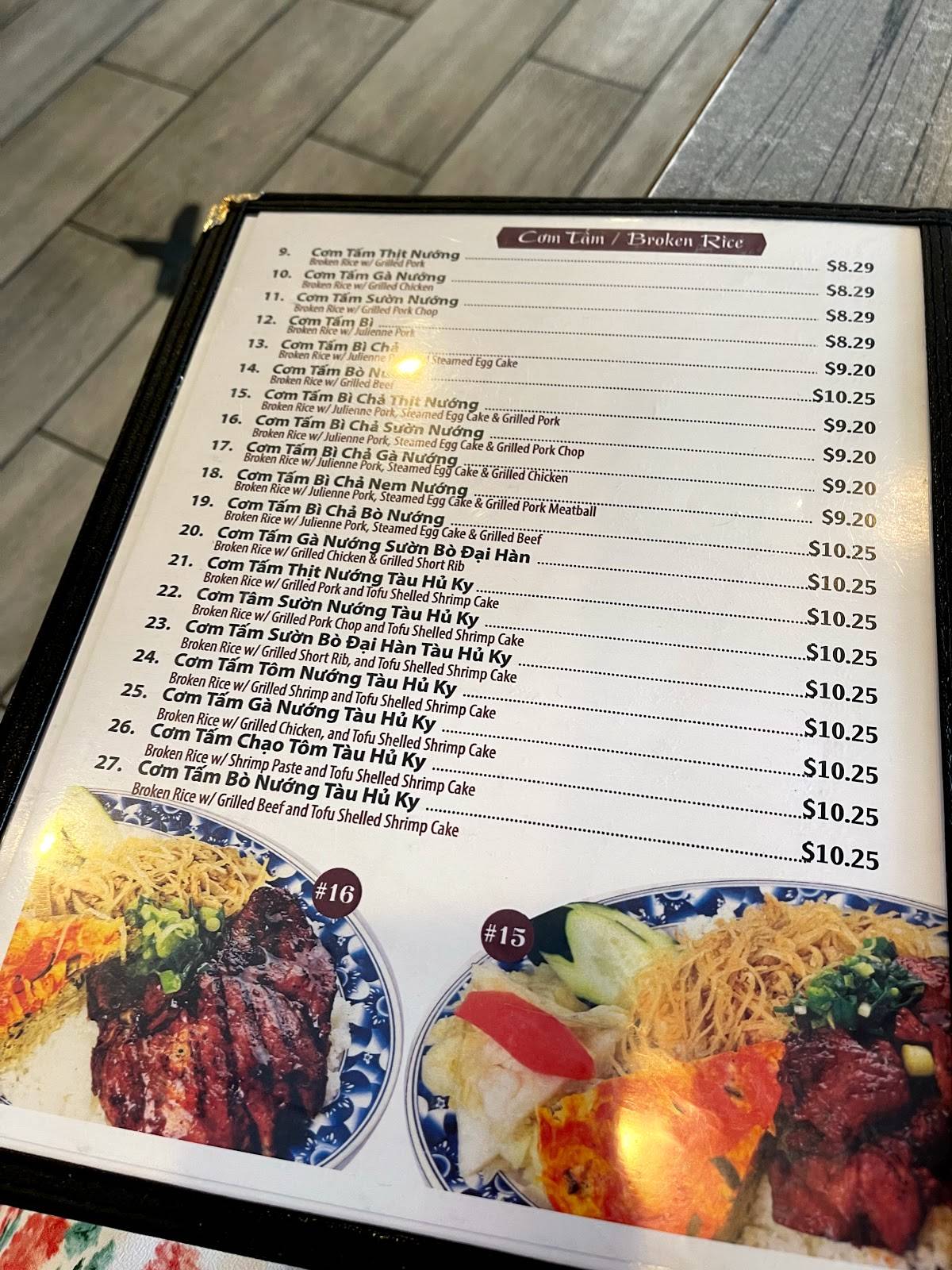 Menu at Com Tam Thuan Kieu restaurant, Garden Grove, Brookhurst St